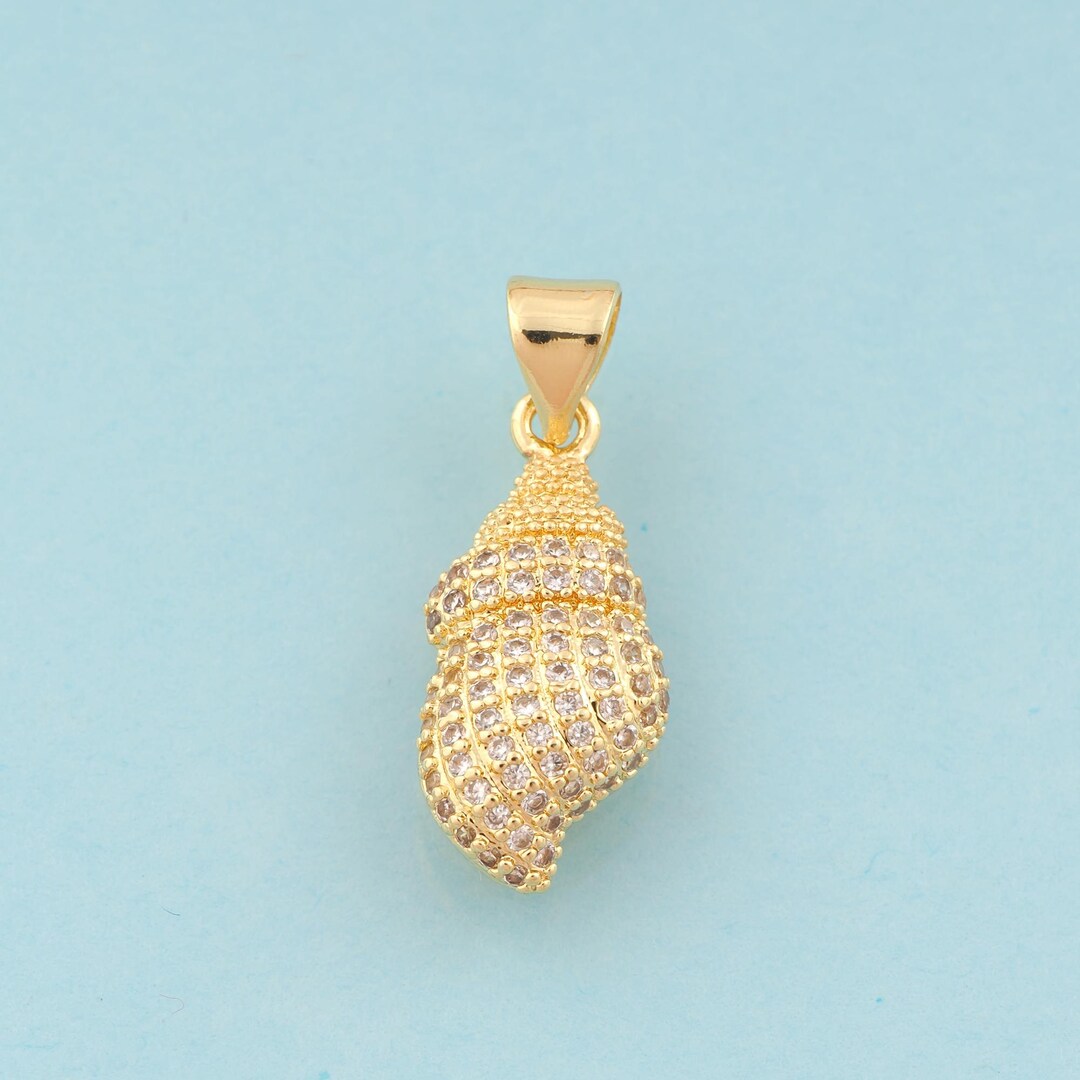 Gold CZ Conch Charms,conch Jewelry,conch Pendant for DIY Jewelry Making ...