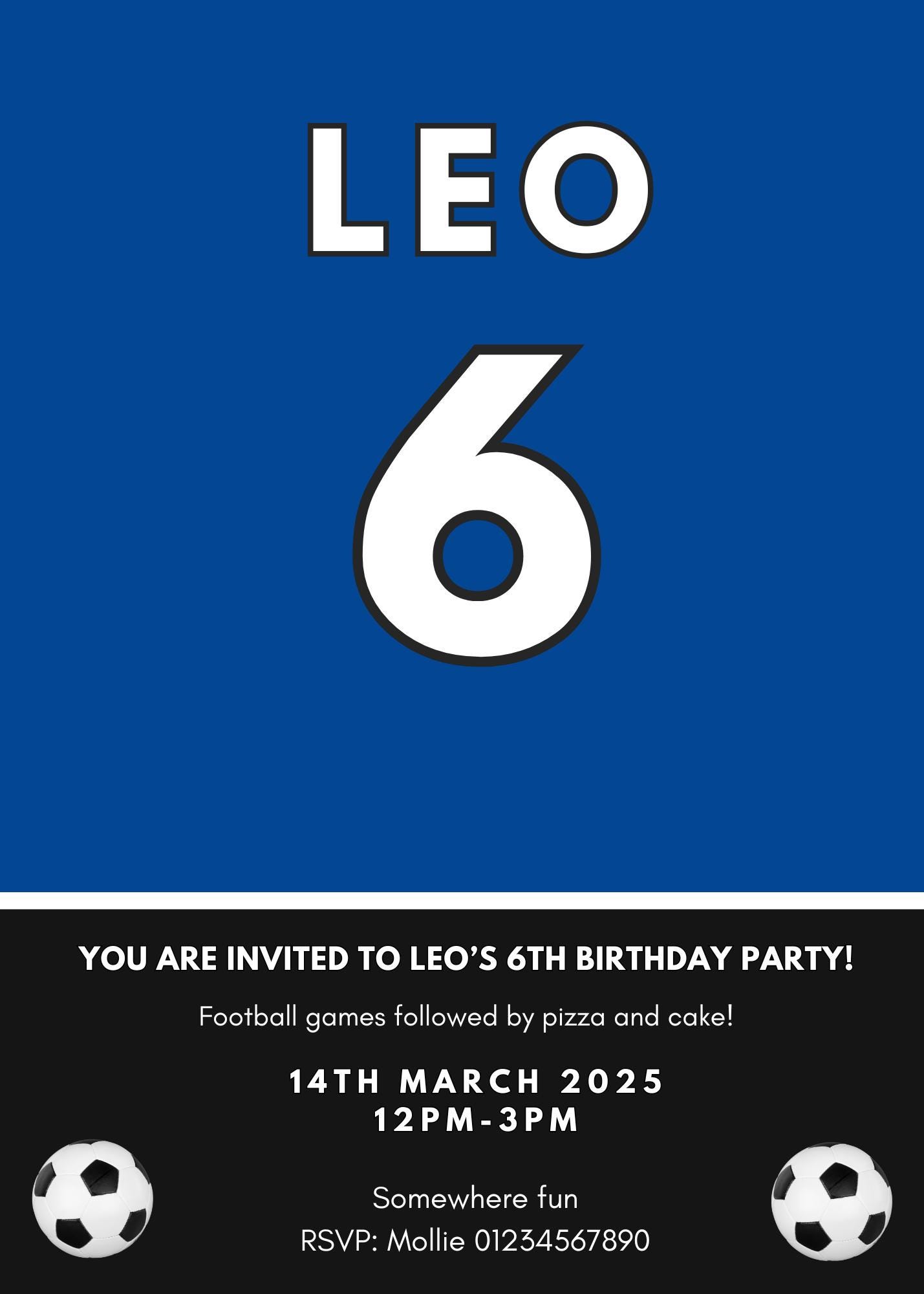 Chelsea Inspired Birthday Party Football Invitations - Etsy