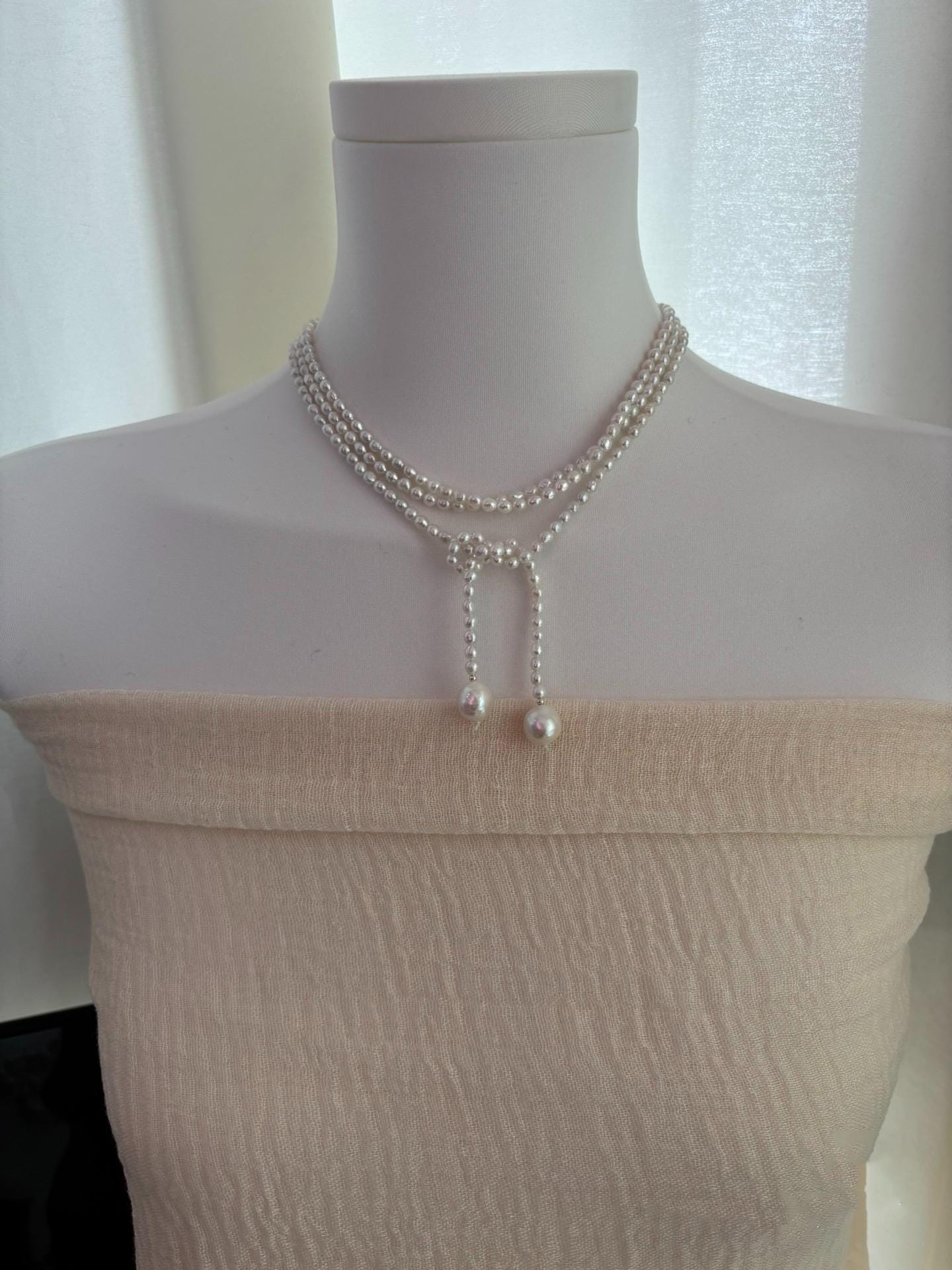 Long Freshwater Pearl Necklace, Baroque Pearl Lariat, Multi-layer Wrap ...