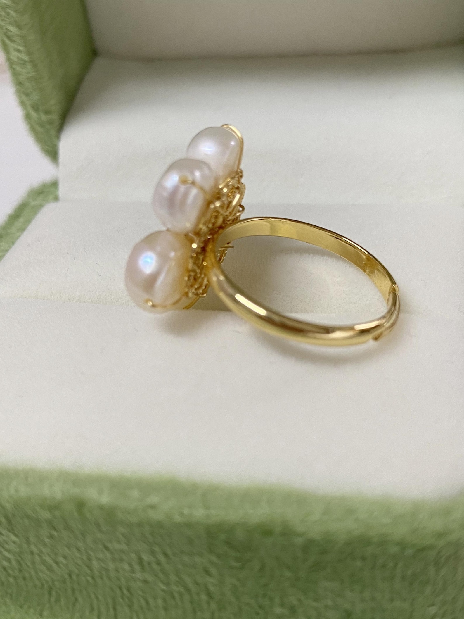 Baroque Pearl Spring Flower Ring – Natural Freshwater Petal Pearl ...