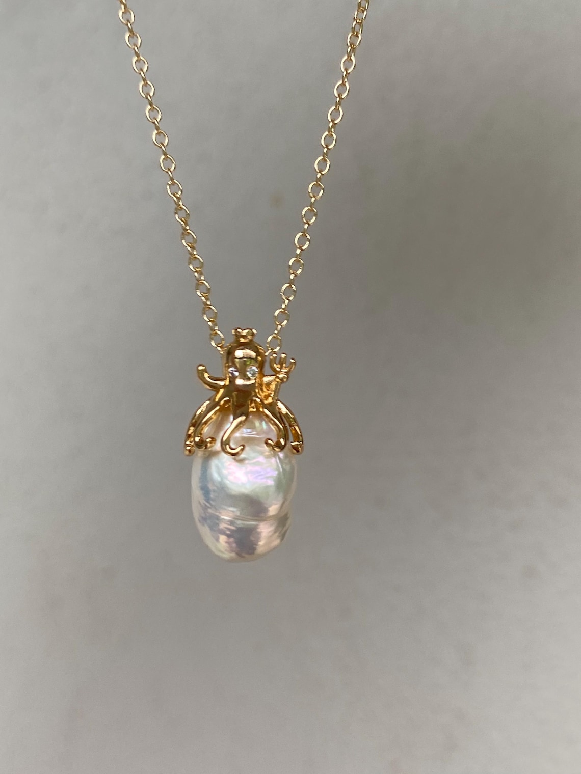 Octavia — the Pearl Octopus Pendant Necklace – Baroque Pearl Pendant ...