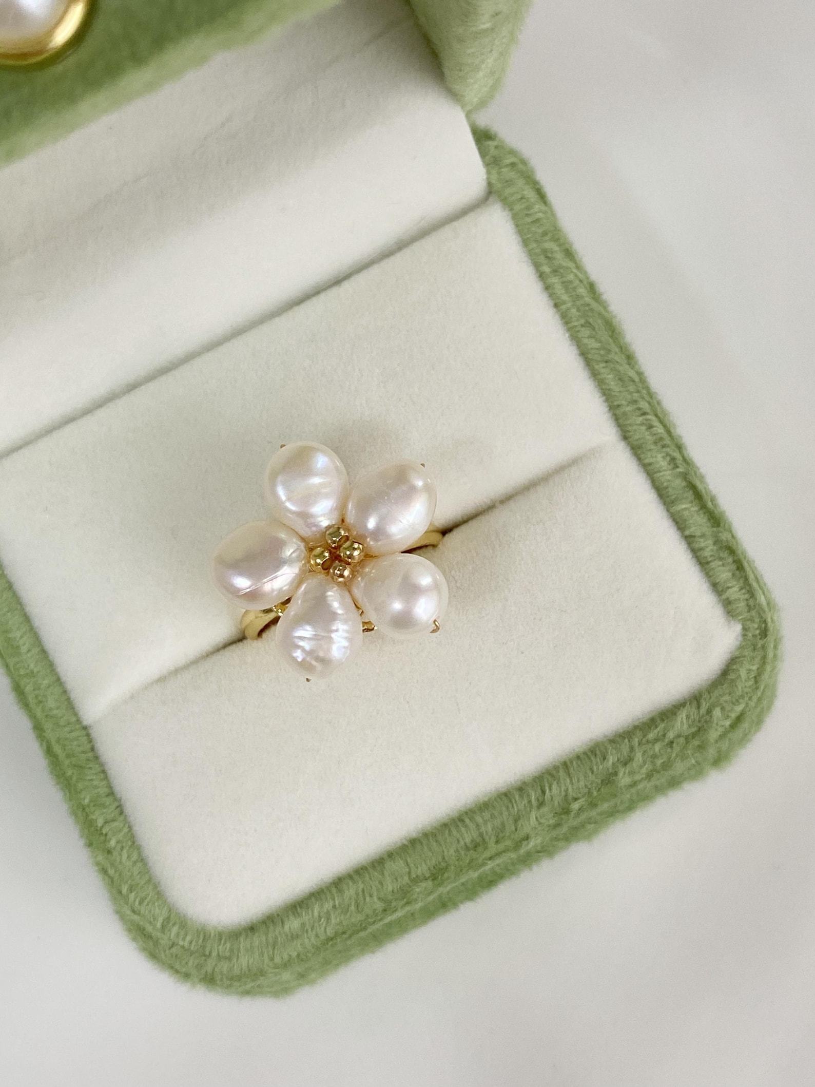 Baroque Pearl Spring Flower Ring – Natural Freshwater Petal Pearl ...