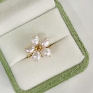 Baroque Pearl Spring Flower Ring – Natural Freshwater Petal Pearl ...