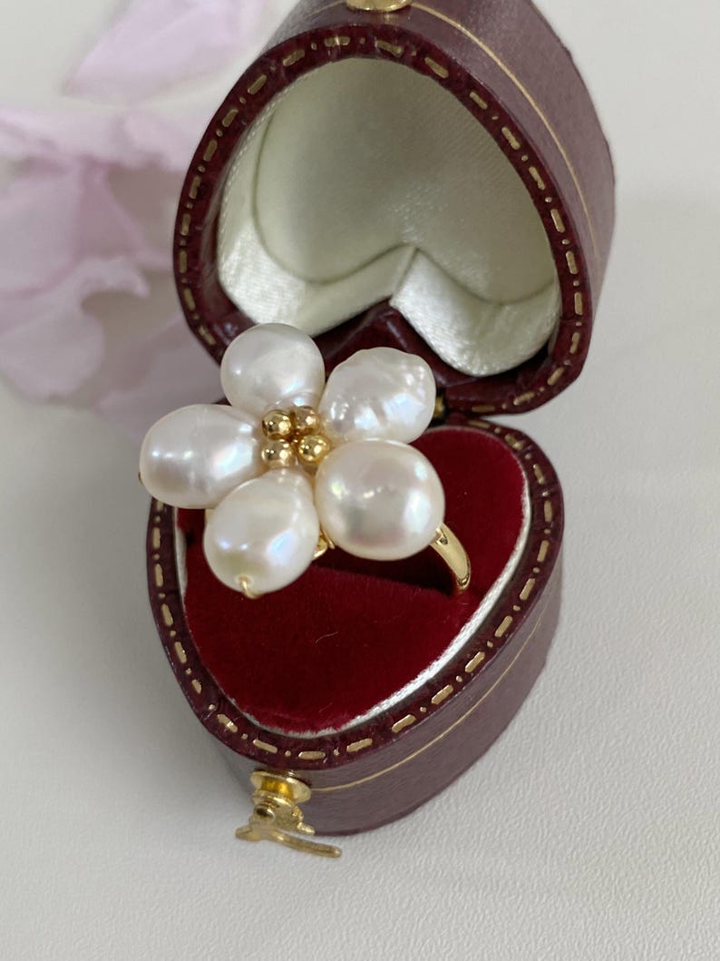 Baroque Pearl Spring Flower Ring – Natural Freshwater Petal Pearl ...