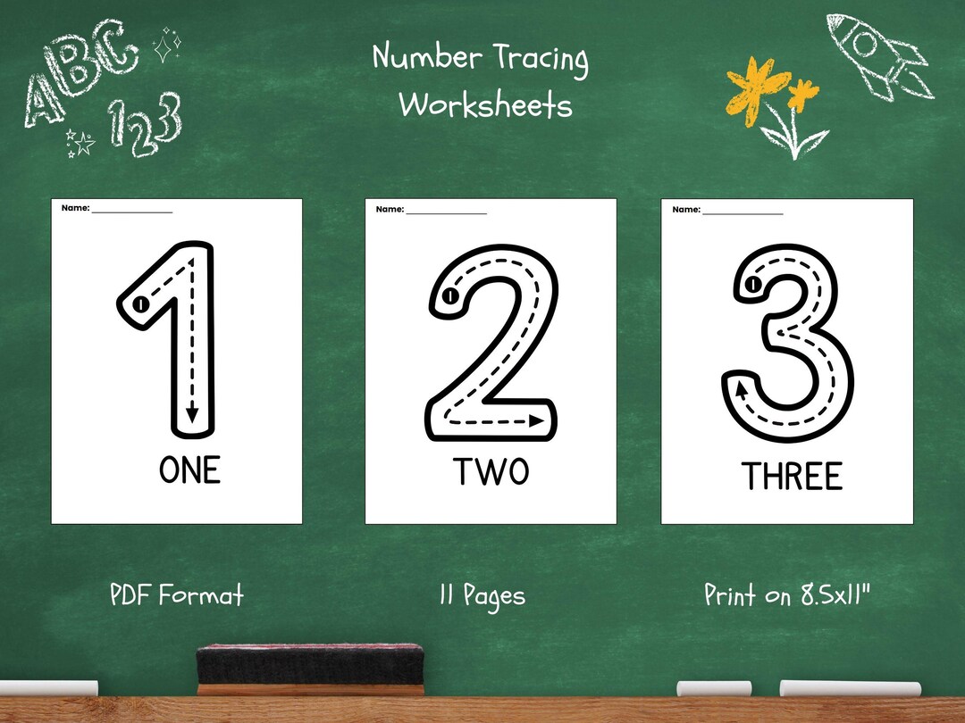 Number Tracing Worksheets, Number Writing Practice, Homeschool, 1-10 ...