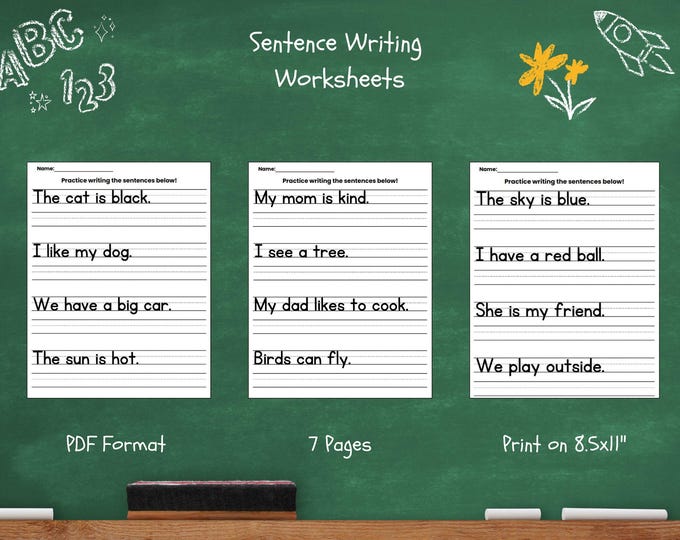 25 Printable Sentence Writing Worksheets, Write the Sentence Worksheets ...