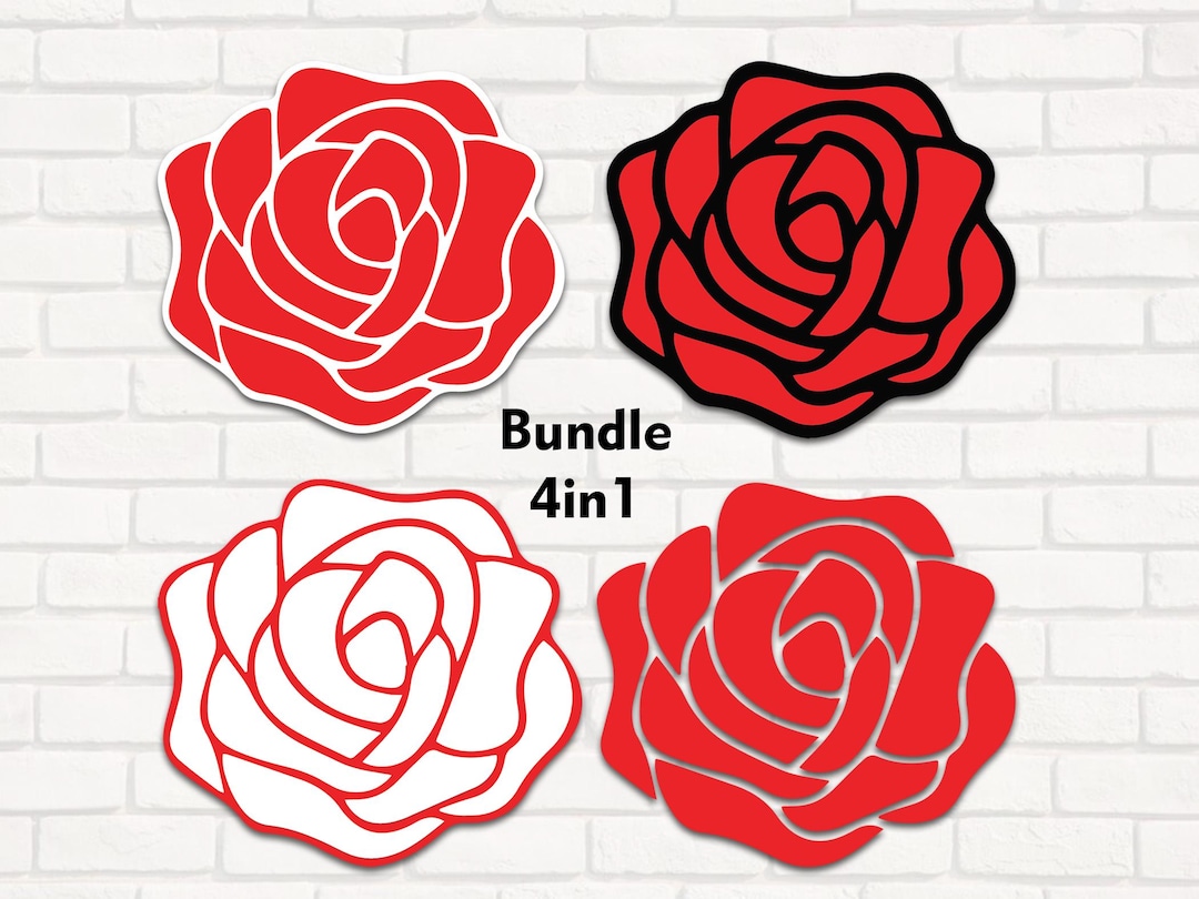 Rose Svg Bundle, Flower Png, Rose Outline Svg, Flower Svg, Rose Clipart ...