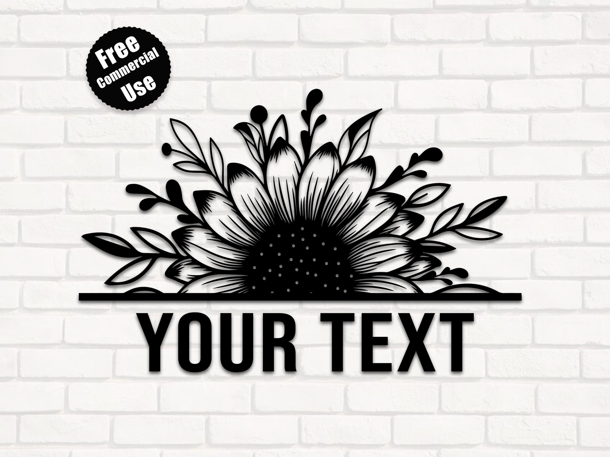 Sunflower Border SVG, Half Sunflower SVG, Sunflower Monogram Svg, Split ...