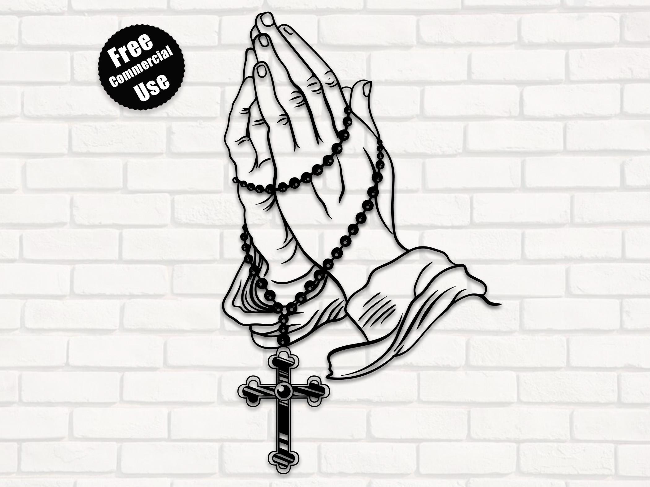 Hands With Rosary SVG, Praying SVG, Christian Religion Prayer, Praying ...
