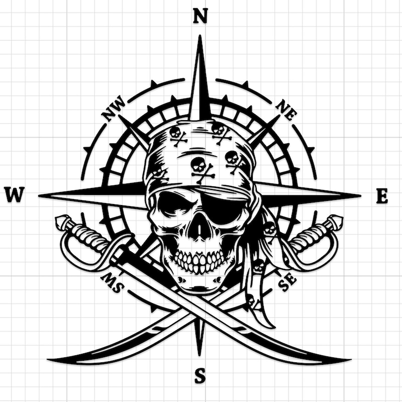 Skull Compass Pirate - Etsy