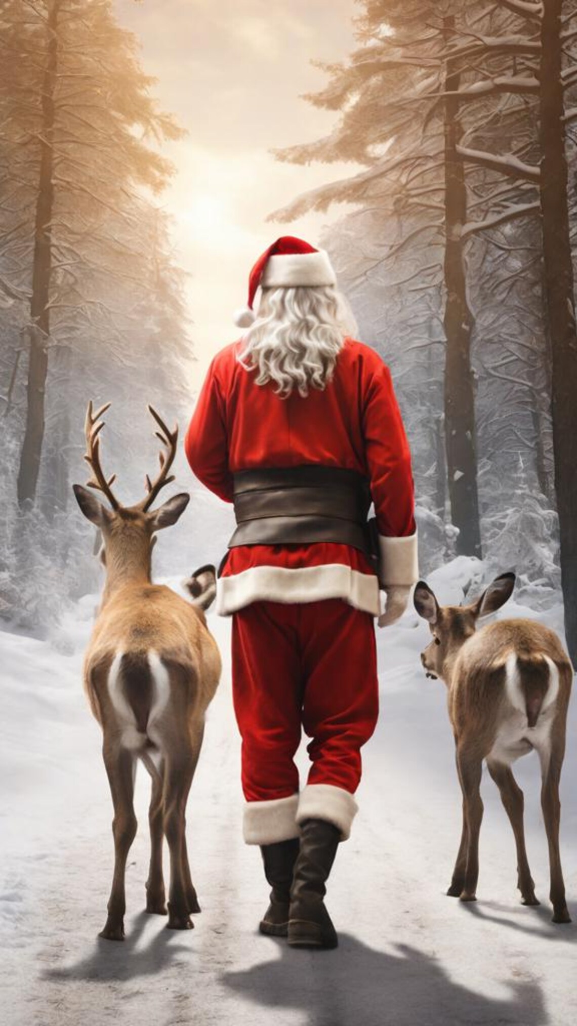 Santa and a Deer, Holiday Image, Christmas, Santa Claus - Etsy