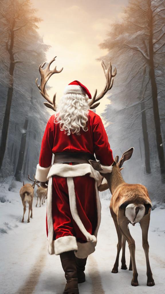 Santa and a Deer, Holiday Image, Christmas, Santa Claus - Etsy