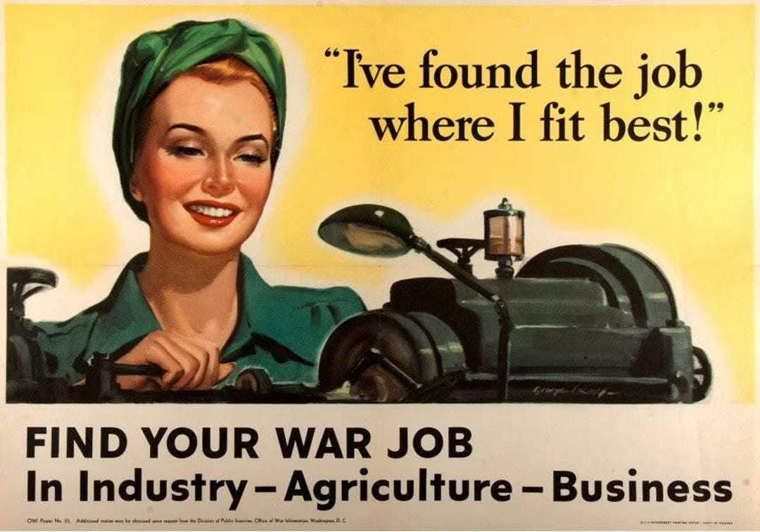 Find Your War Job 1940's Vintage US Army WW2 World War II 2 Propaganda ...