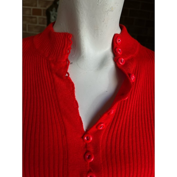 1970s Cherry Red Button Sweater - Gem