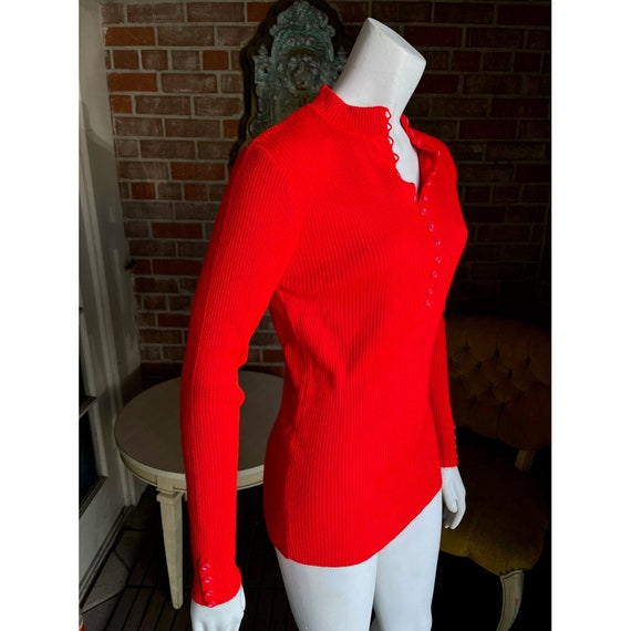 1970s Cherry Red Button Sweater - Gem