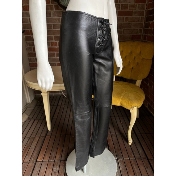 1990s Low Rise Leather Pants - Gem