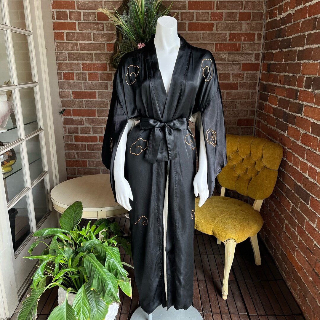 Vintage Japanese Gold Embroidered Kimono Robe - Etsy