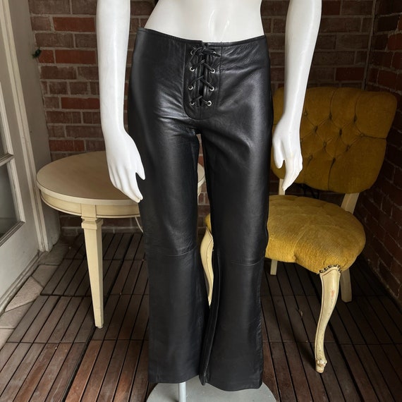 1990s Low Rise Leather Pants - Gem