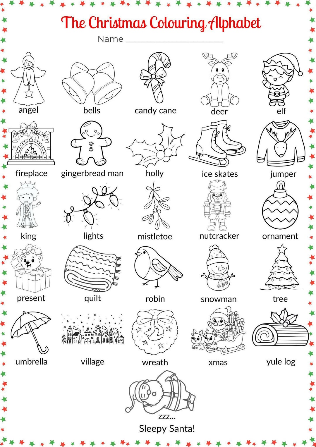 Christmas Printable PDF Colouring Worksheet, Digital Download or Print ...