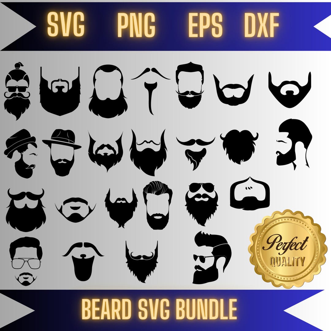 Beard SVG Bundle, Beard Man Svg, Long Beard Svg , Beard Silhouette ...