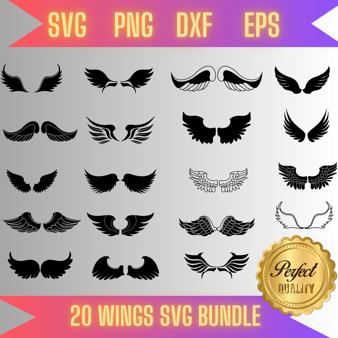 Wings Svg,wings Silhouette, Angel Wings Svg, Wings Black and White ...