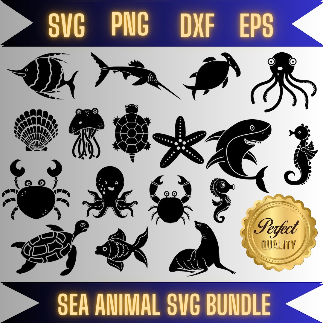 Sea Animals Svg Bundle, Sea Life Svg, Ocean Animals Svg, Seahorse Svg ...