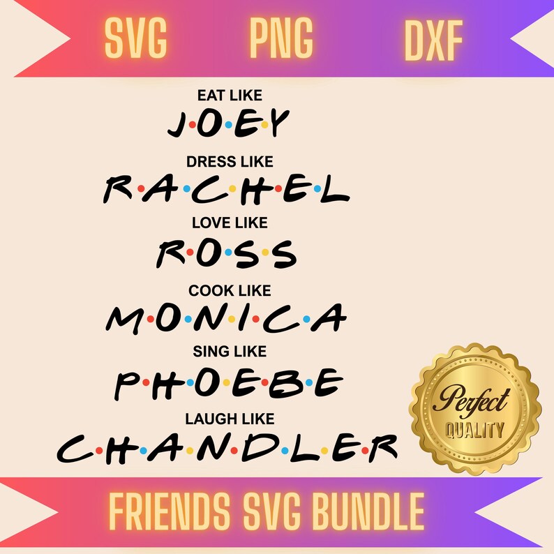 Friends Svg Bundle, Friends Logo Png, Rachel, Monica, Phoebe, Joey ...