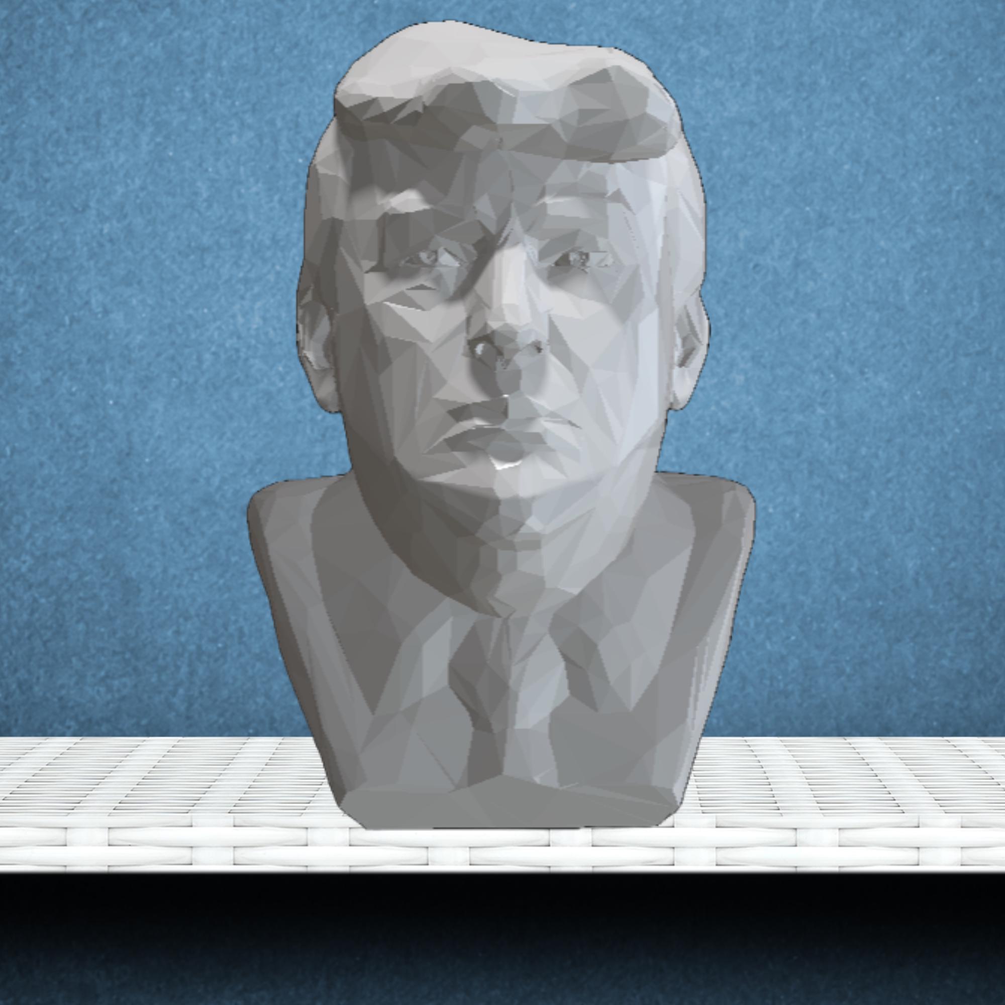 Trump Poly-style 3D STL File for 3D Printing - Low-poly Artistic Style ...