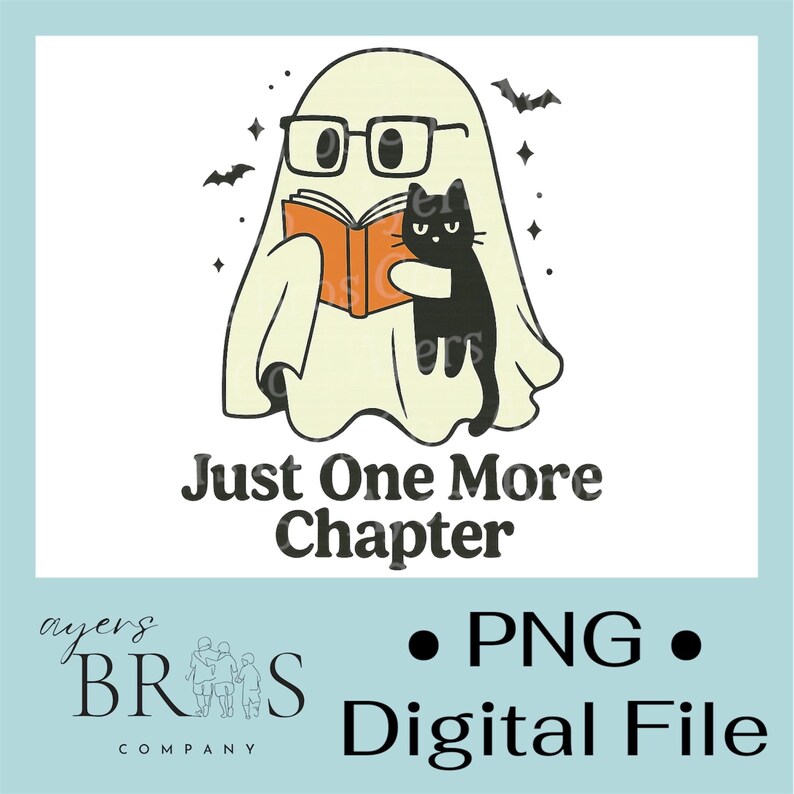 Book Lover Ghost Black Cat Spooky Season Books Halloween PNG File ...