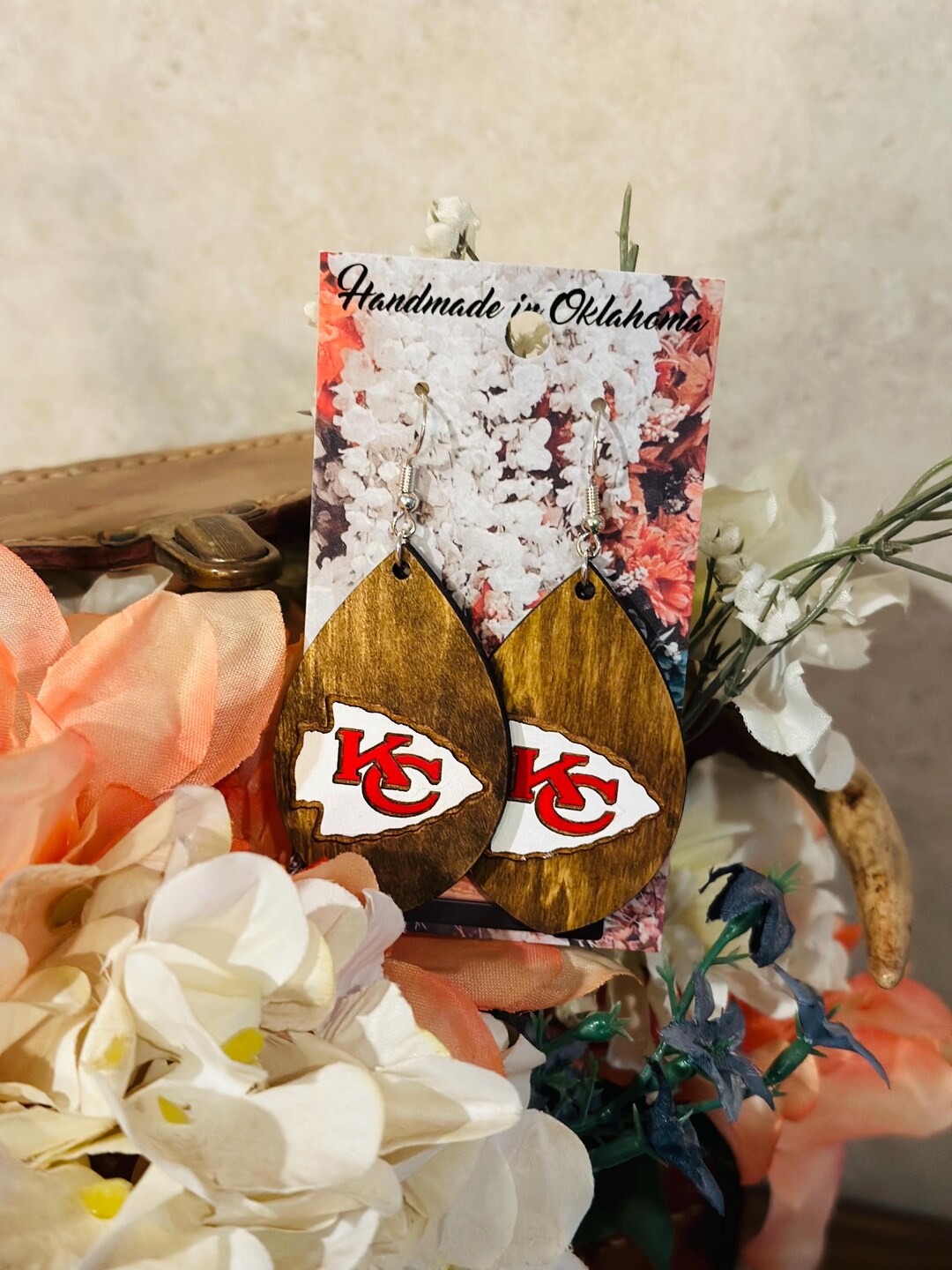 Kansas City Chiefs Football NFL KC Handpainted Dangle Earrings - Etsy