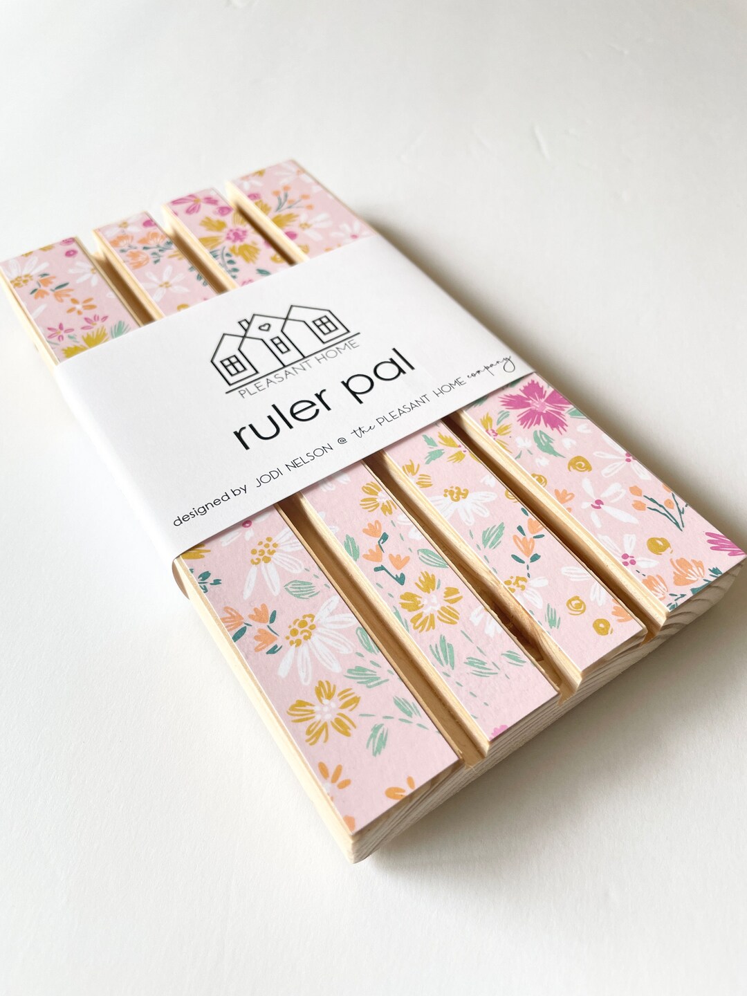 Ruler Pal Quilt Ruler Template Holder Covered With a Pink Floral Design ...