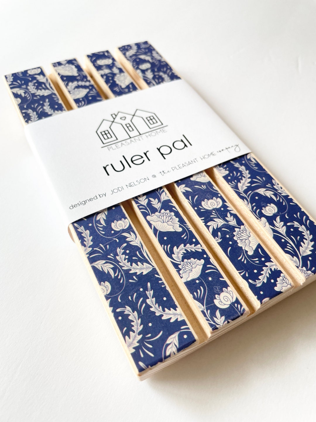 Ruler Pal Quilt Ruler Template Holder Covered With Navy and White ...
