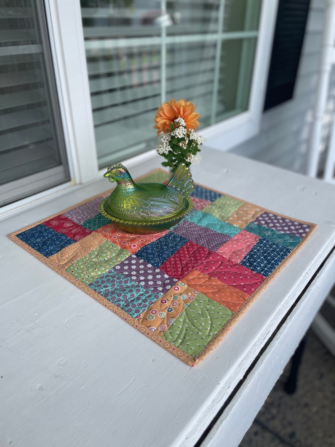 16.5 Inch X 16.5 Inch Scrappy Summer Table Topper Bee Dots Lori Holt ...
