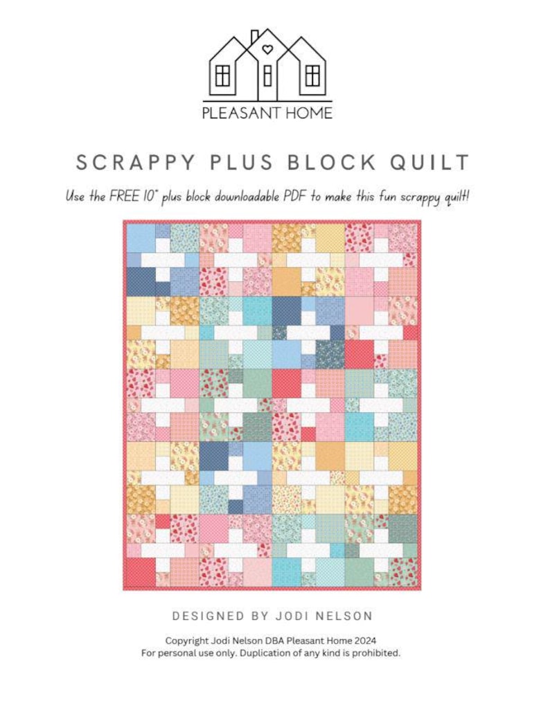 Digital PDF Pattern Scrappy Plus Block Quilt - Etsy