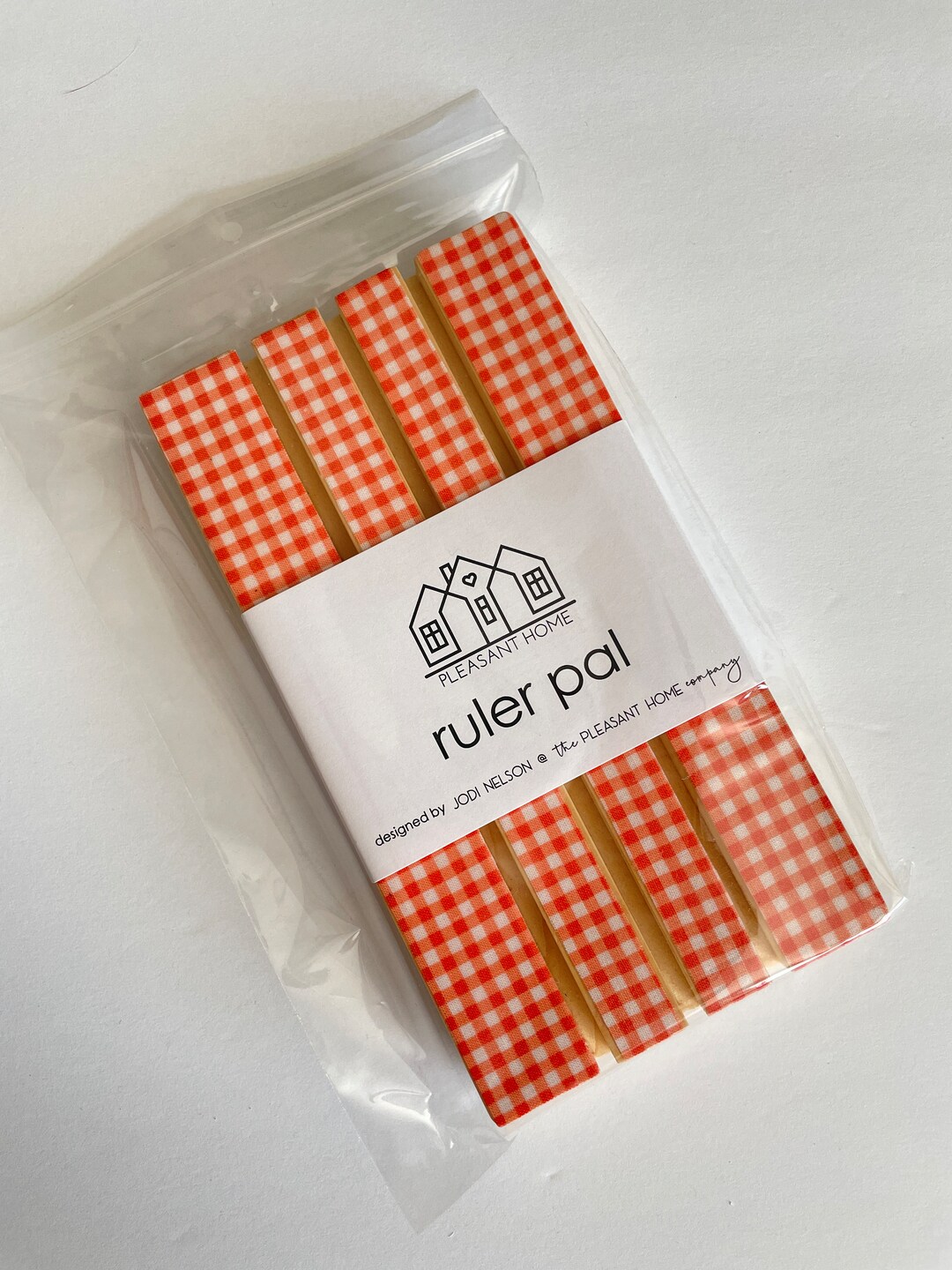 Ruler Pal Quilt Ruler Template Holder in Orange Gingham Fabric - Etsy