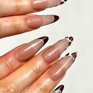 Classy Cow Print Press on Nails/handmade Gel Nails in Long Almond/glue ...