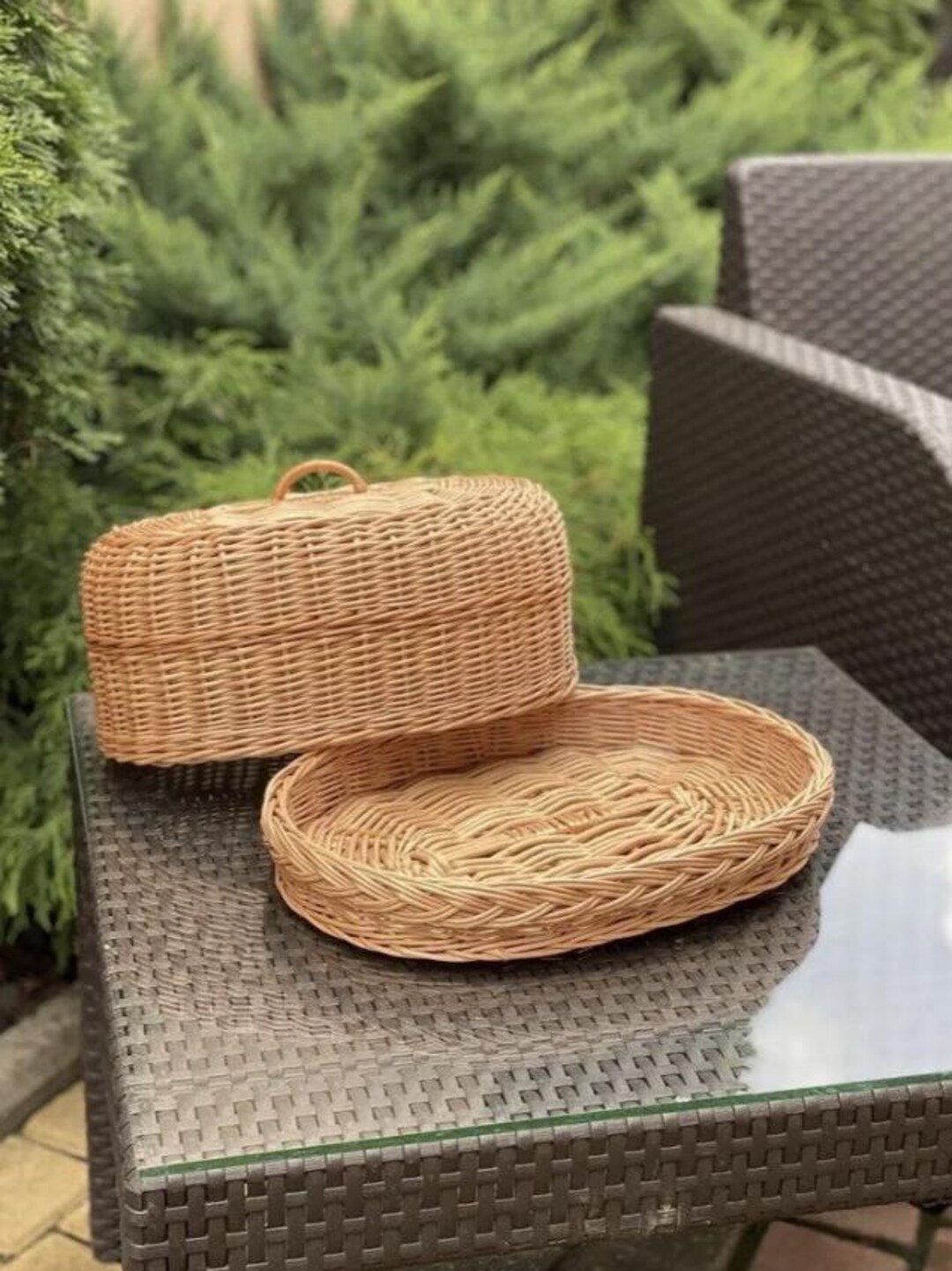 Fruit Basket, Bread Box, Bread Basket, Oval Woven Basket, Hand Woven ...