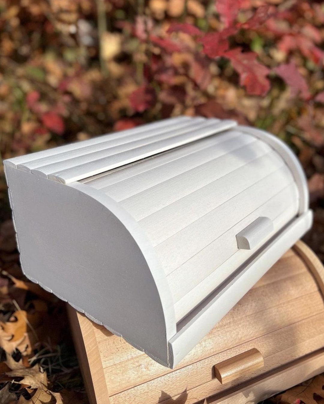 Eco Wood Bread Box White Natural Bread Box Kitchen Countertop Organizer ...