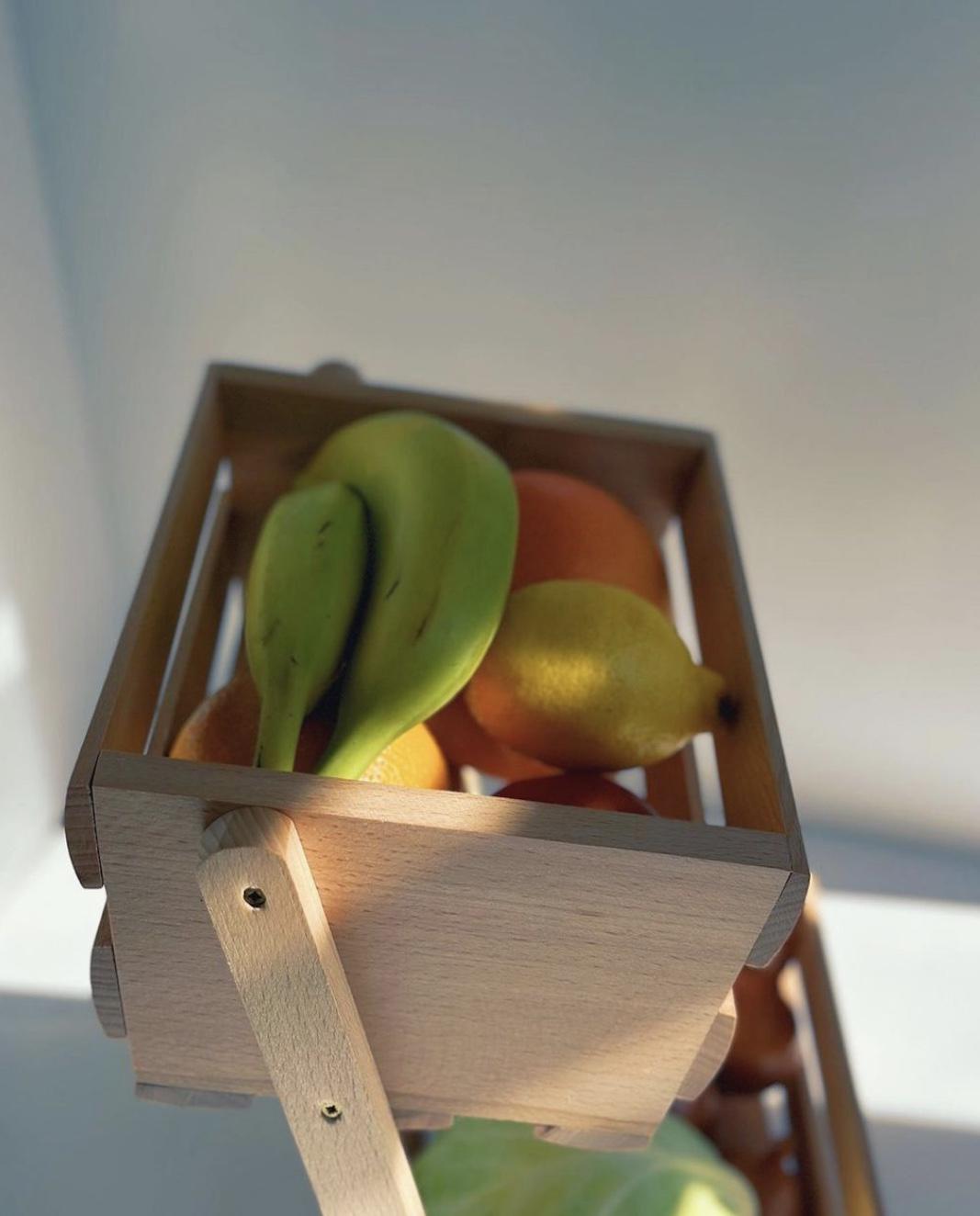 Wooden Rack for Vegetables Fruits & Sweets, 2 Tier Wooden Basket ...