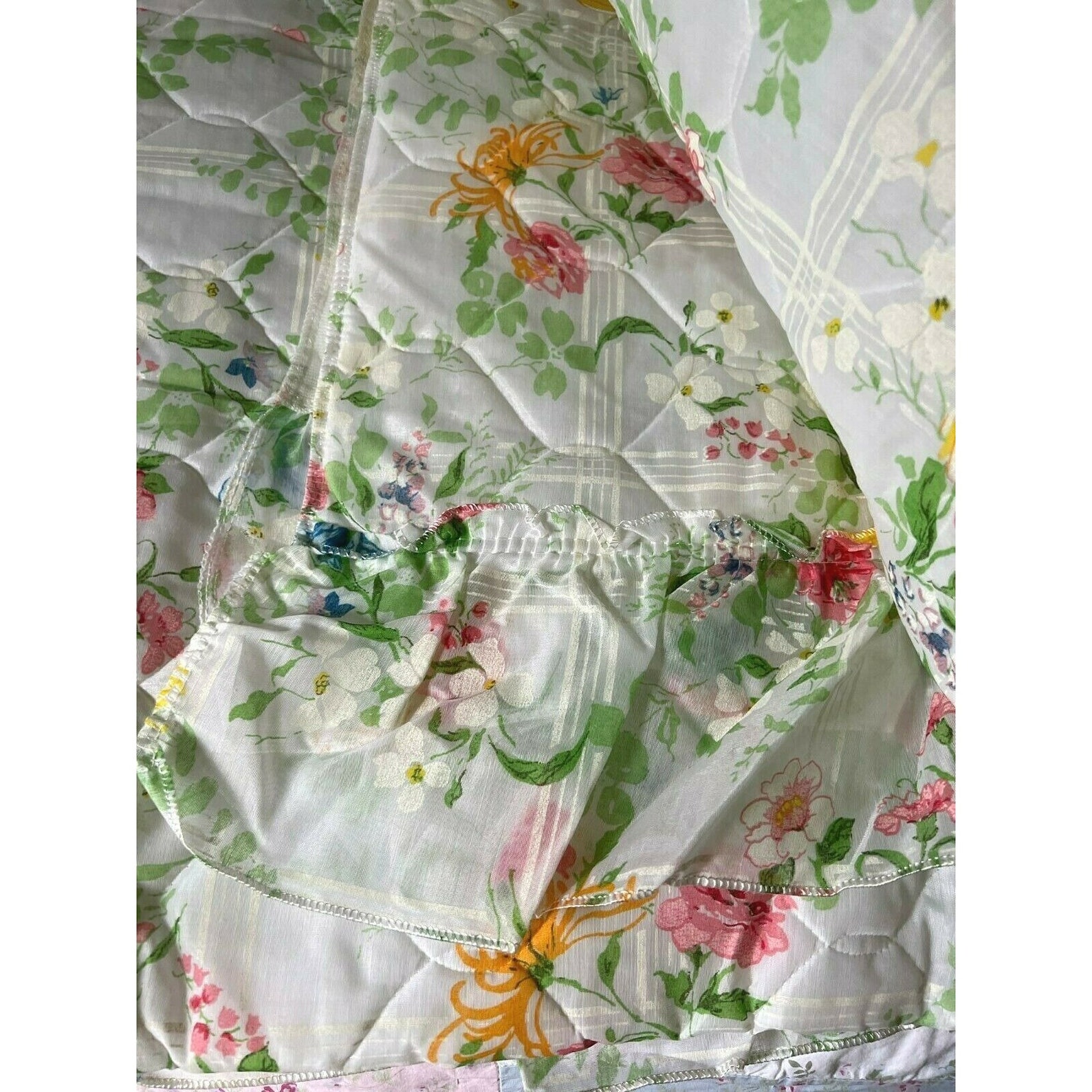 Vintage Quilted Ruffle Floral Bedspread Full Size Polyester - Etsy