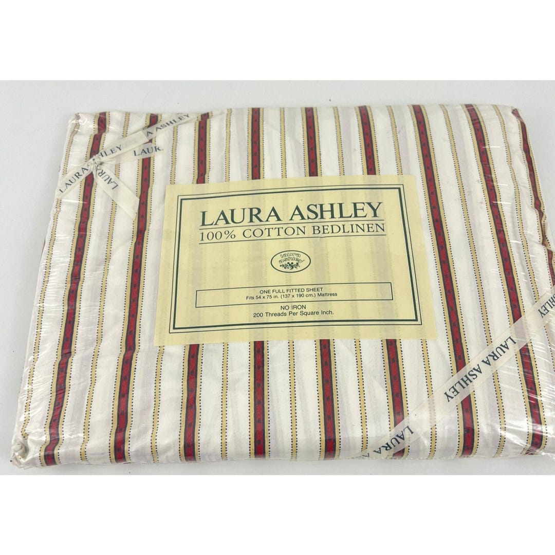 Vintage Laura Ashley India Full Fitted Bottom Sheet Stripes NOS 1990 - Etsy