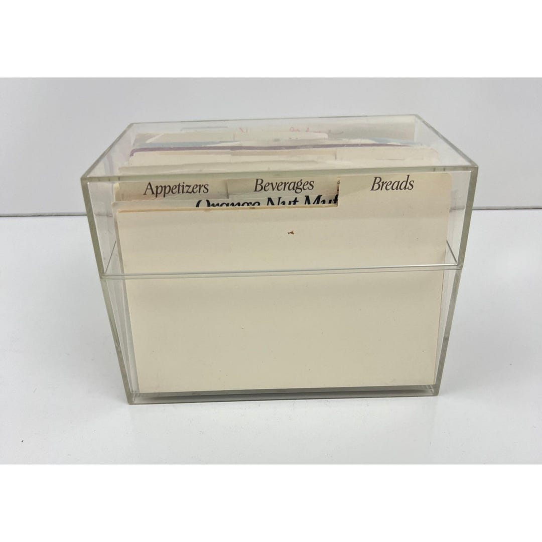 Vintage Clear Acrylic Recipe Box With Hinged Lid Filled With ...