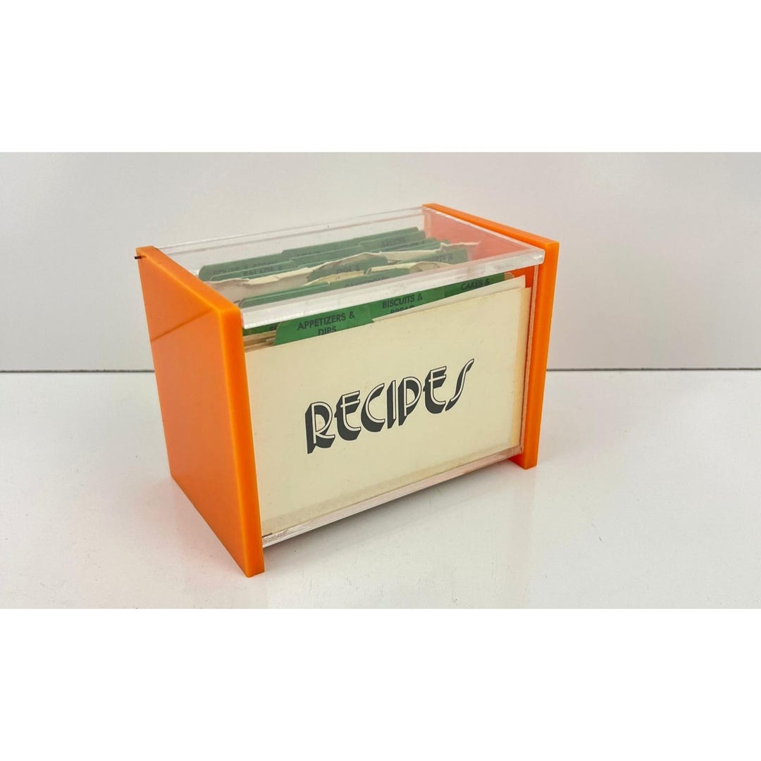 Mid Century Lucite Box Clear Acrylic MCM Hinged Top With Recipes ...