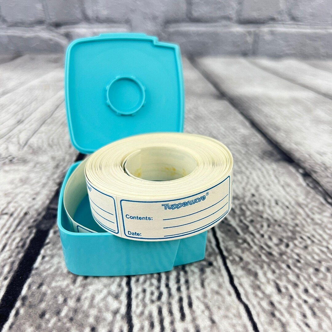 Tupperware Freezer Label Dispenser 1446-2 Aqua Blue With White Sticker ...