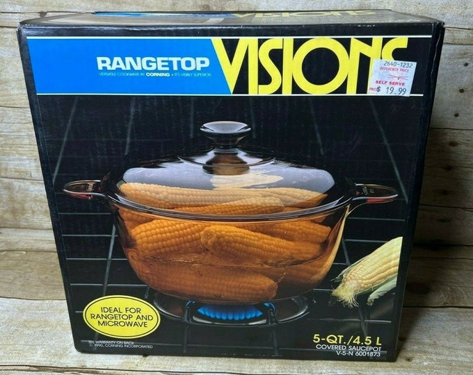 NEW Corning Visions 5 Qt /4.5 L Amber Covered Saucepot V-5-N Sealed Box ...