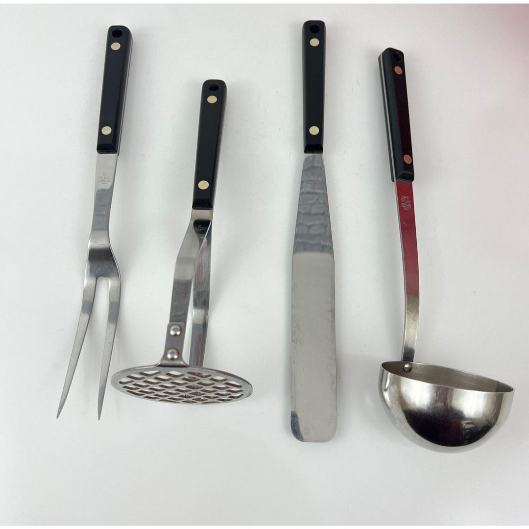 Vintage Flint Ekco Stainless Steel Kitchen Utensil Set: Fork Masher ...