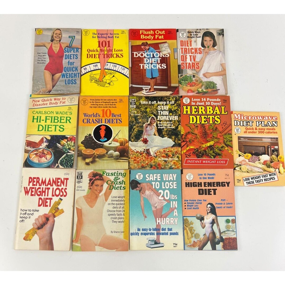 Vintage Globe Mini Mag Dell Purse Book Lot of 13 Diet Books Paperback ...
