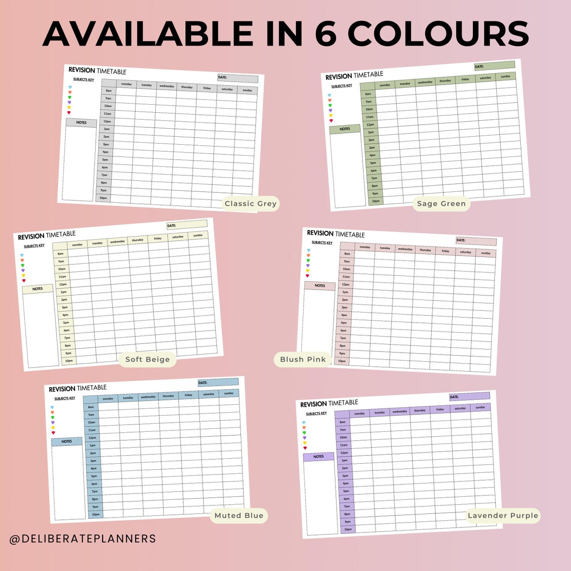 Simple Revision Timetable | Study Planner | Printable Timetable ...