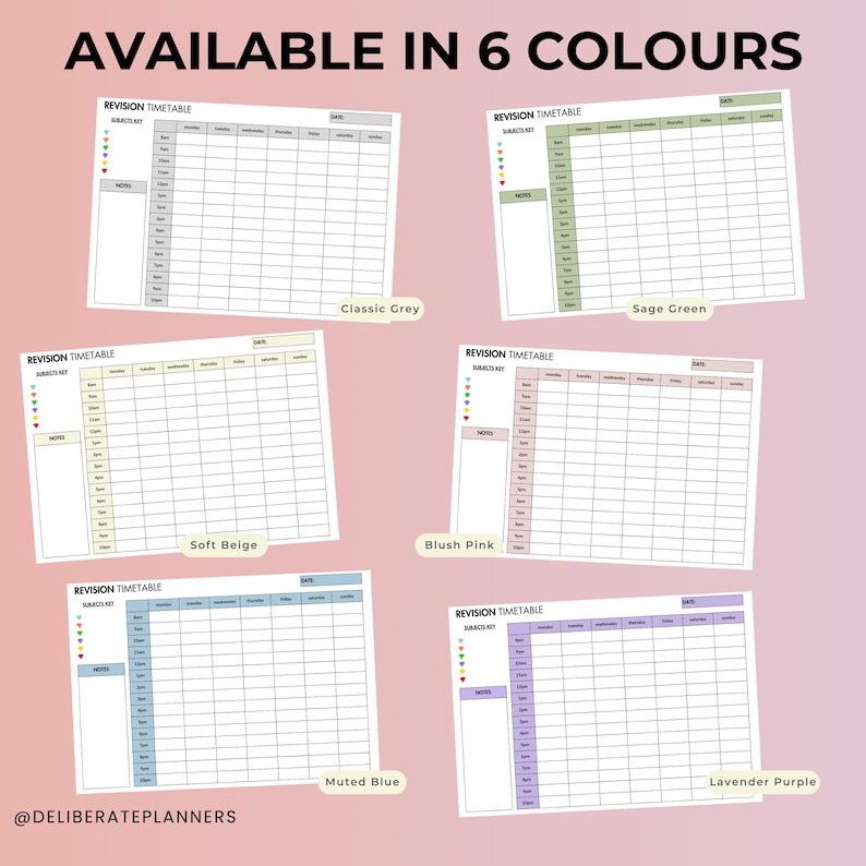 Simple Revision Timetable | Study Planner | Printable Timetable ...