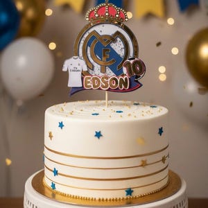 Football Soccer Cake Topper / Real Madrid Themed Party / Cake Topper ...